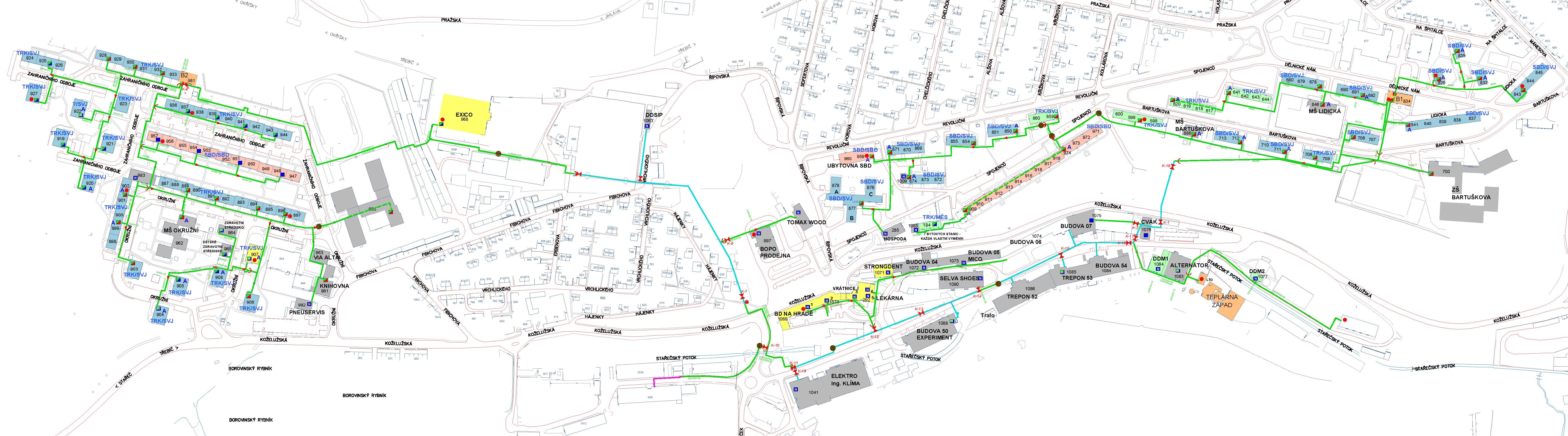 Mapa rozvodů SZT - TTS energo
